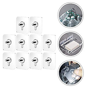 DOITOOL Self Adhesive Nails Wall Mount Non-Trace Screw Hook Stickers，10 Pcs Screw Free Stickers for Hanging Bathroom Kitchen Shower Room （16mm）