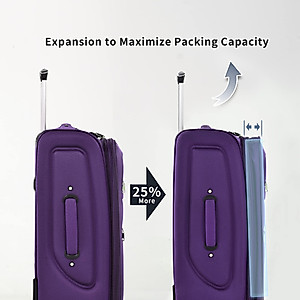 Merax Softside Luggage Set, Travel Suitcase Expandable Lightweight, 3 Piece Luggage Sets with Spinner Wheels 22" 26" 30" Suitcase with TSA Lock (Purple)
