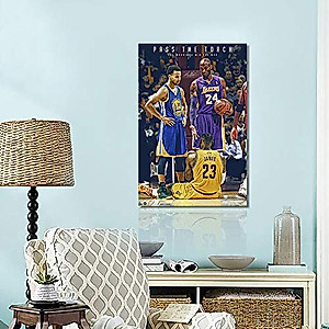 Sports Legends Black Mamba Lebron James & Stephen Curry Poster Wall Art Decor Framed Print 1 Pcs All Basketball Star Fans Gift for Guys & Girls Bedroom Decoration Ready to Hang - 12"Wx18"H