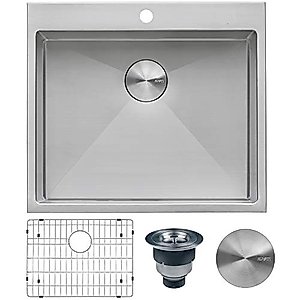 Ruvati Topmount Laundry Utility Sink 25 x 22 x 12 inch Deep Tight Radius 16 Gauge Stainless Steel - RVU6015