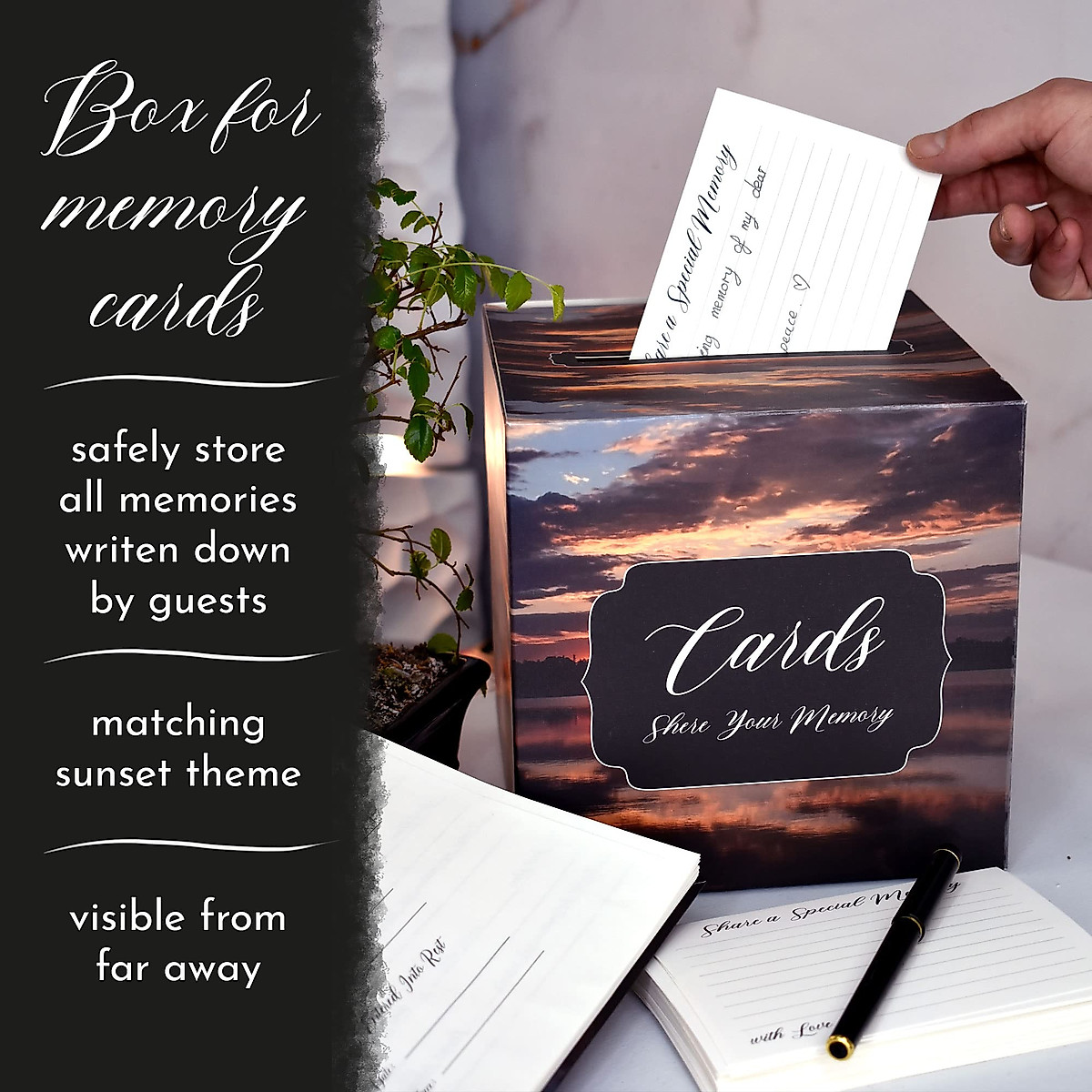 Portiche Funeral Guest Book Includes 60 Memory Cards, Pen, Table Sign, Card Box, 474 Guests Entry, Funeral Guest Book, Guest Book for Funeral, Guest Book for Funeral, Celebration of Life