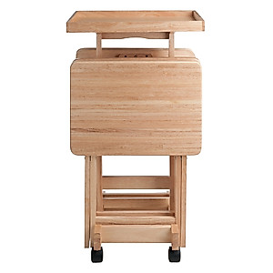 Winsome Isabelle 6 Piece Snack Table Set, Natural, 19.69x15.91x36.22 & Alex 2-pc Set TV Table, Natural