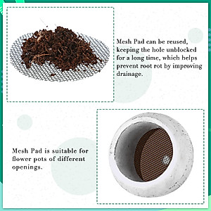 200 Pieces Round Mesh for Plant Pot Gardening Pad Plant Pot Hole Mesh Pad Bonsai Mesh Flower Pot Drainage Mesh Drainage Hole Screens Bonsai Pot Bottom Mat Mesh for Garden Prevent Soil Loss Anti