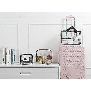 mkki 3pcs Clear Portable Makeup Cosmetic Toiletry Travel Bath Wash Storage Bag Transparent Waterproof Pouch Organizer Make Up Bag