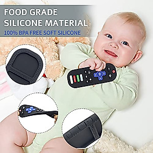 Rayshie Silicone Baby Teether Toy, Baby Chew Toys, BPA Free for Sucking Needs, for Infants 3+ Months, for Soothing Sore Gums, Remote Control Shape Teethers for Babies Chew Toys（Black）