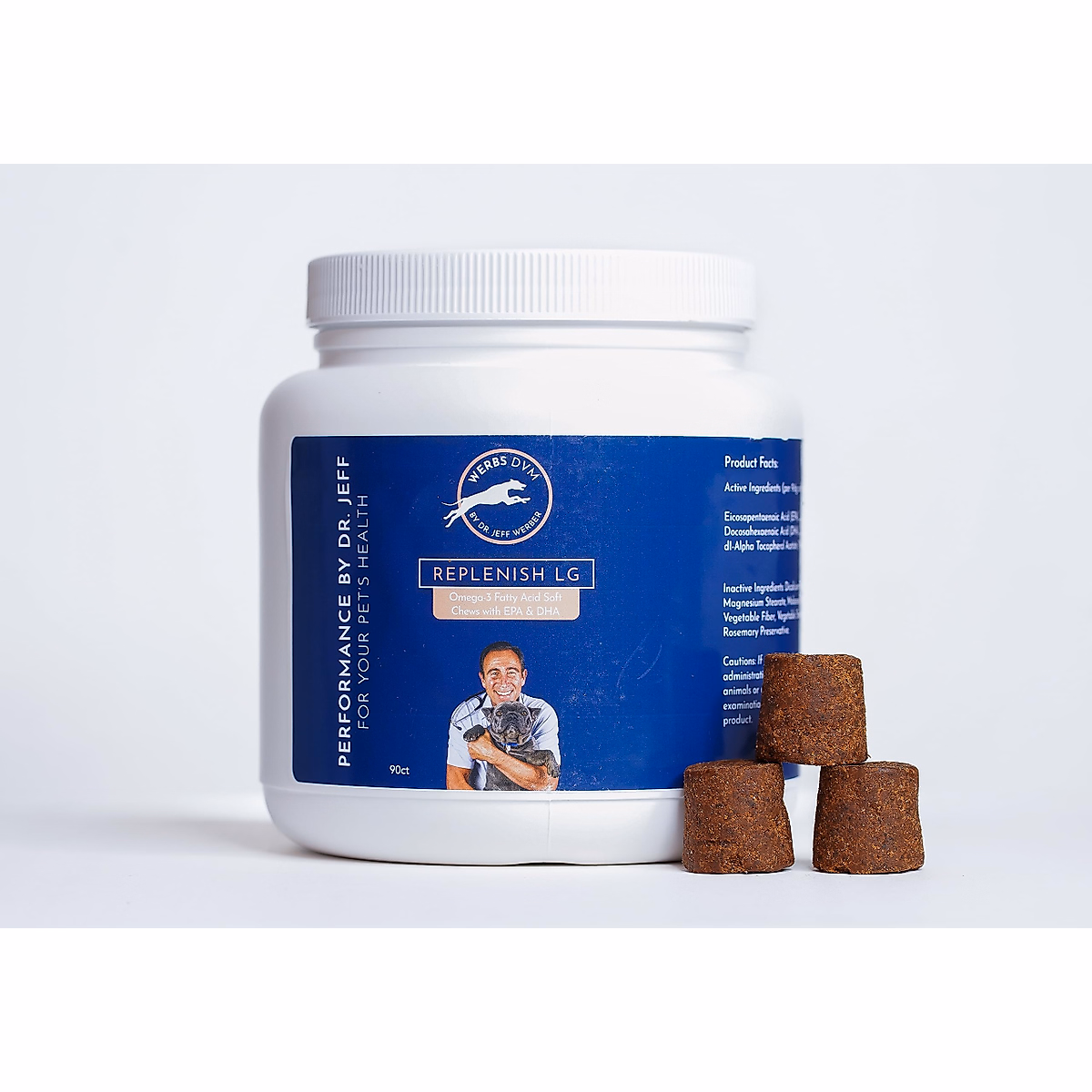 Dr. Jeff Werber Replenish Omega 3 Fatty Acid Chew for Pets & Dogs - Soft Fish Oil Chews with Natural Ingredients for Boosting Immune System and Regulating Inflammatory Response - 90 ct. (Large/Giant)