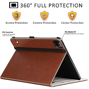 ZtotopCases for iPad Pro 11 Inch 4th/3rd/2nd Generation Case 2022/2021/2020, Premium PU Leather Smart Folio Cover with Auto Wake/Sleep, Hand Strap for iPad Pro 11'' 4th/3rd/2nd Gen,Brown