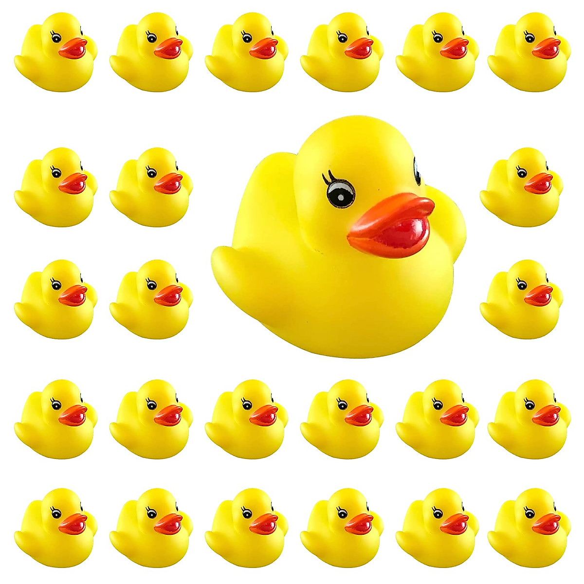Dazzling Toys Mini Rubber Ducks Pack of 24 Ducky Floats Baby Kids Bath Toy Shower Birthday Party Favors (24)