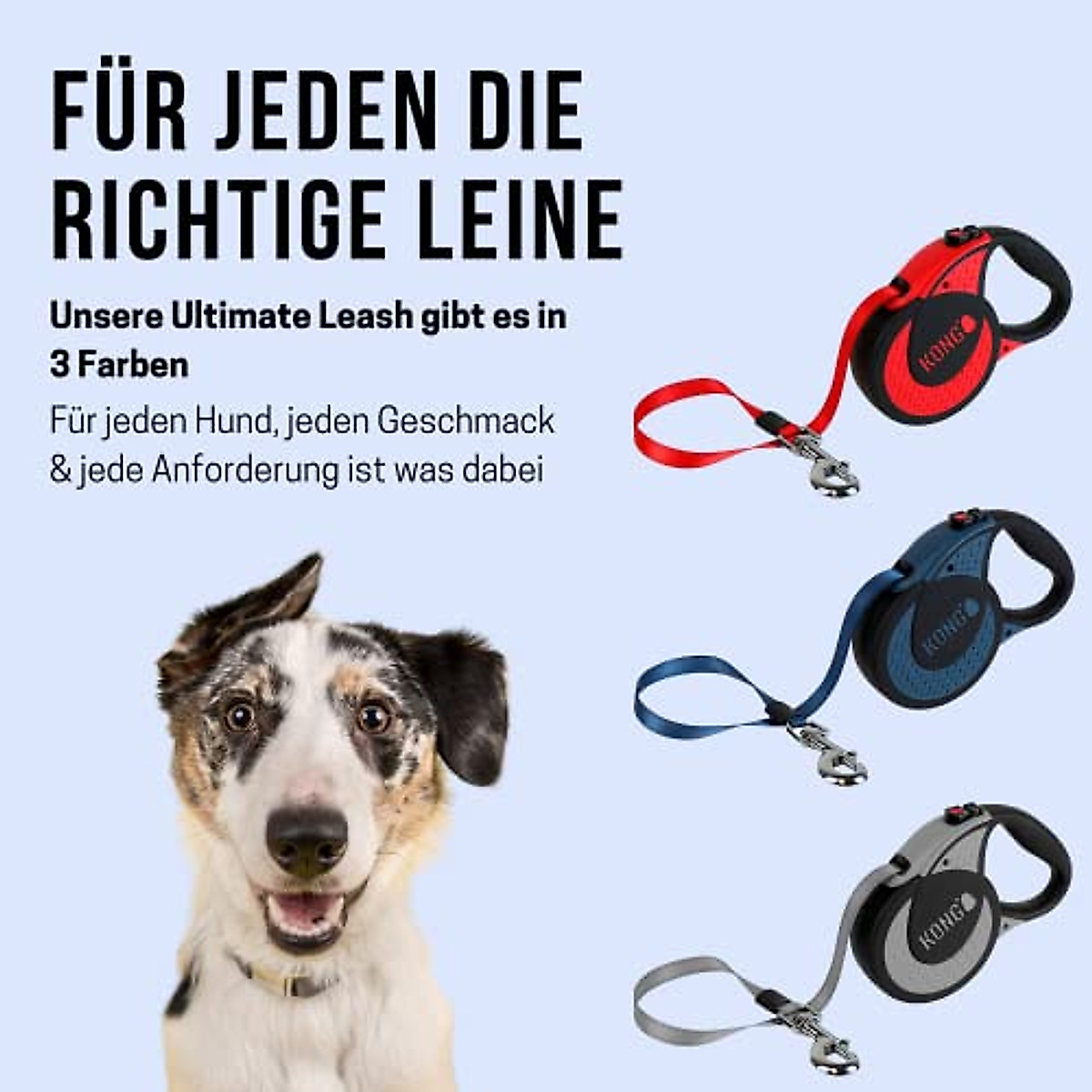 Alcott Kong Ultimate Retractable Dog Leash, Extra Large, Grey, 16' Long
