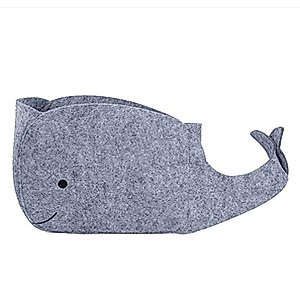 NUOBESTY Collapsible Storage Bin Collapsible Storage Bin Felt Toy Bin Nursery Storage Basket Whale Shape Foldable Sundries Organizer for Kids Room Home Decor Foldable Storage Bin Felt Storage Basket