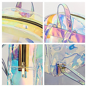 Candice Women Shiny Hologram Holographic Transparent Shoulder Bag Satchel Backpack