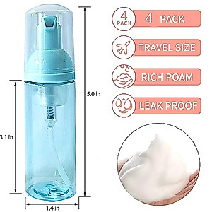 LXIANGN 4Pcs Foaming Dispenser Bottle Travel Refillable Lash Shampoo Bottles Empty Spray Containers Cosmetics Cleaning Foam Pump Bottle, 60 ml/2 oz(Green)