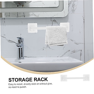 SHOWERORO Storage Rack Towel Bar 12 Inch Bathroom Towel Bar Stick on Bath Towel Rack Adhesive Towel Bar Wall Stainless Steel Sponge Holder Towel Stand Individual Abs Shoe Towel Rail White