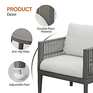 Werph 3 Pieces Patio Furniture Set, Outdoor Furniture Patio Set with Washable Cushions Balcony Furniture Patio Chairs Set of 2 Front Porch Furniture Set Small Conversation Sets for Lawn Garden