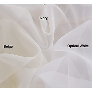 PI Sheer White Curtains 63 Inch Length Short Window Curtains Rod Pocket for Living Room/Bedroom 2 Panels (W52 X L63, Optical White)