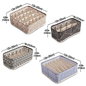 EZOWare Bundle Kit 6 Pcs Purple Collapsible Fabric Cube Storage Bin Baskets + 4 Closet Wardrobe Dresser Drawer Organizer Divider For Organizing Nursery Baby Clothes