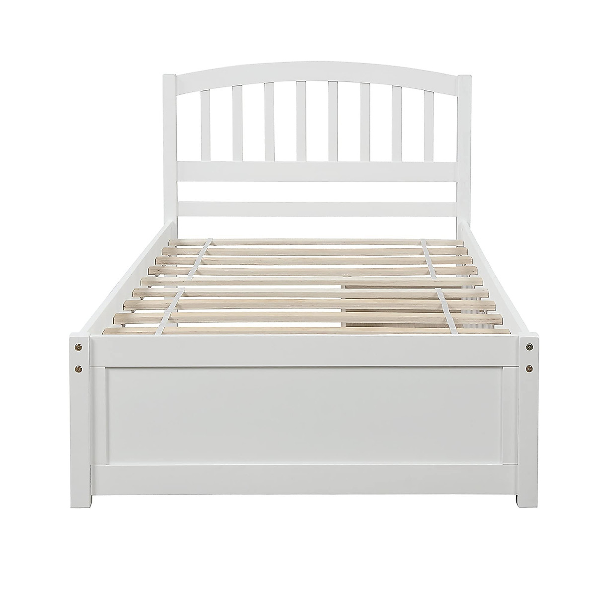Harper & Bright Designs Twin Bed Frame with Drawers, Wooden, White