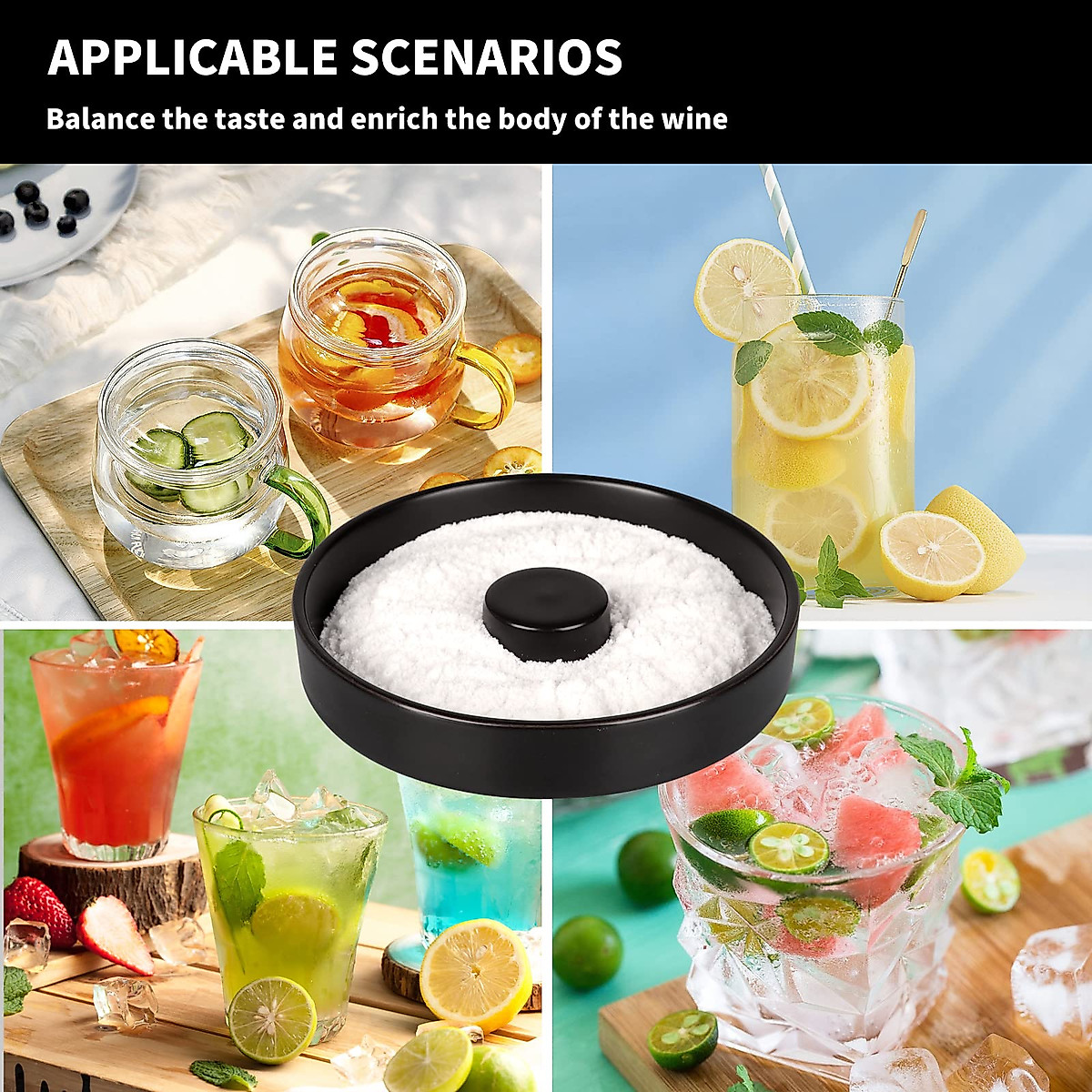 Hewomate Margarita Salt Rimmer, 2 Pack Ceramic Salt Rimmer for Cocktails, Sugar Glass Rimmer for Tajin Seasoning, Home Bar Accessories, Fits Up to 5.5" Wide Glasses, Black