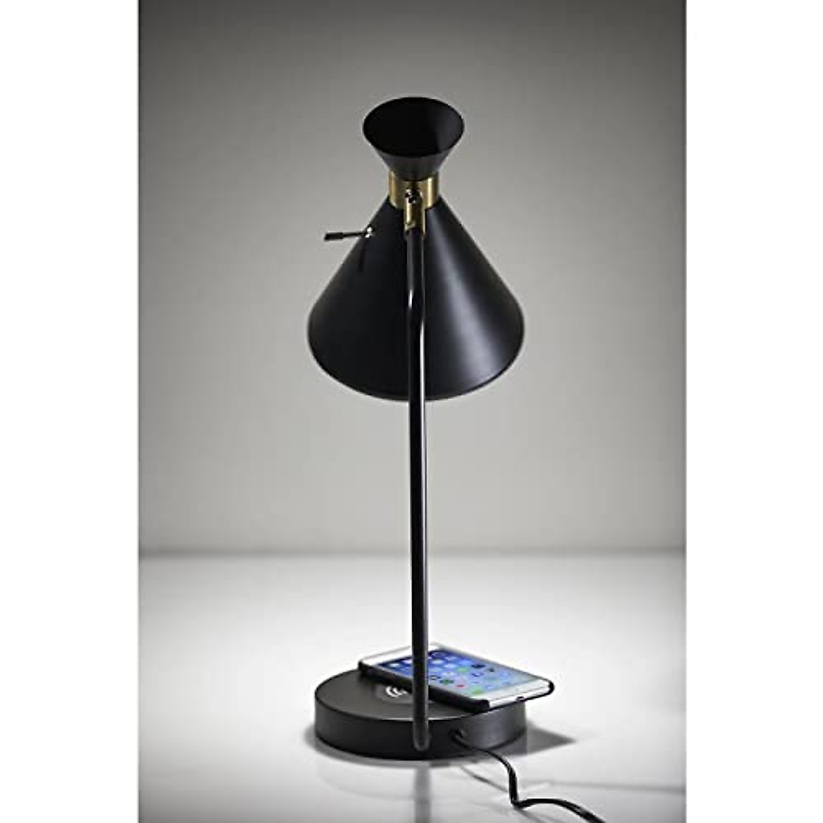 Adesso 4507-01 Maxine Desk Lamp Wireless Charging, 7W LED, 5W QI, USB Port, Indoor Lighting Lamps