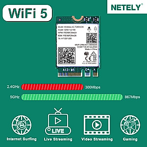 NETELY Wireless-AC 7265NGW NGFF M2 Interface WiFi Adapter with Bluetooth 4.2, Intel Wireless-AC 7265NGW, Wireless-AC 1200Mbps (2.4GHz 300Mbps & 5GHz 867Mbps) WiFi Network Card (Wireless-AC 7265NGW)