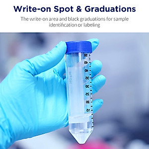 Membrane Solutions Conical Centrifuge Tubes 50mL, 25 Pack Sterile Plastic Test Tubes with Screw Caps, Polypropylene Container with Graduated and Write-on Spot, Non-Pyrogenic, DN/RNase Free