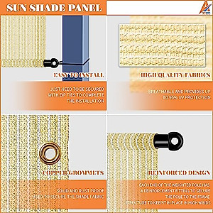 AwnPro 9' x 12' Beige Outdoor Pergola Shade Cover Canopy for Patio Deck Porch Backyard Gazebo Replacement Shade Cover with Spaced Grommets Weighted Rods