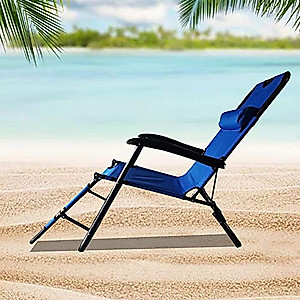Lounge Chairs Outdoor,Folding Patio Lounge Chairs for Outside Adjustable Footrest Beach Sun Pool Lawn Chaise Chairs with Pillow for Camping Patio Lawn (Blue)