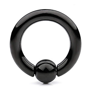Ruifan Black Plated 316L Surgical Steel Spring Action Captive Bead Ring CBR 6G 5/8 Inch