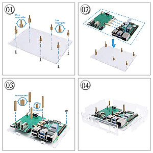 GeeekPi Acrylic Set-top Box Kit for Raspberry Pi, Pi 4 Case with 4010 Fan 5V (Blue LED Light) + Pi 4 Heatsinks + Extension Board for Raspberry Pi 4 Model B