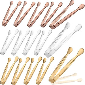 ROYHOO 15 Pieces Stainless Steel Sugar Tongs Ice Tongs Mini Serving Tongs Appetizers Kitchen Tongs for Tea Party Coffee Bar Kitchen Serving Appetizers Desserts