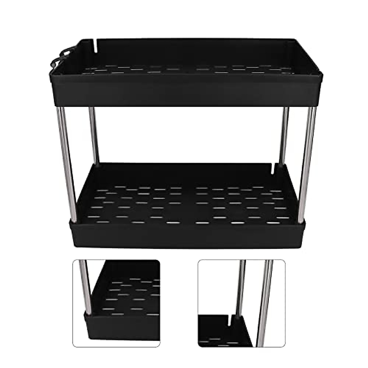 2 Tier Storage Shelf, Easy Assembly Floor Organizer Rack Stable Multifunctional for Dormitory for Office