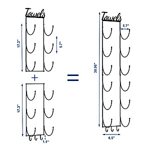 Bathroom Towel Storage, Towel Racks for Bathroom Wall Mounted, DIY into 2 Sets of Wall Towel Holders, Bathroom Organizer for Rolled Bath Towels, Hand Towels, Washcloths in Small Bathroom RV Camper