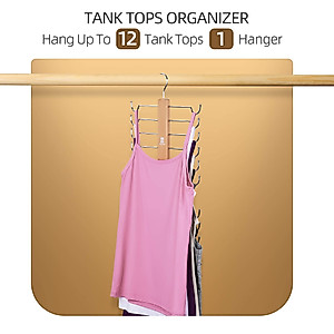 ZEDODIER Tank Top Hanger，Wooden Bra Organizer for Closet, Maximum 12 Storage Capacity, Top 360° Rotation, Hanging Space Saving Hook for Tank Tops, Sport Bras, Camisoles, Lingeries