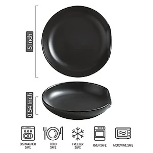 Spoon Rest for Stove Top Large Spoon Holder for Kitchen Counter, 5 Inch Ceramic Spoon Rest for Kitchen Counter, Cooking Spoon Rest Kitchen Spatula Holder for Tongs, Ladles, Set of 1, Matte Black