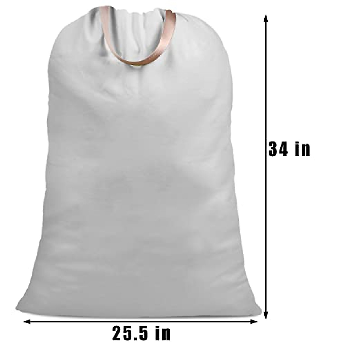 SANFERGE Cotton Canvas Laundry Bag with Handles & Drawstring Straps, Heavy Duty Extra Large Laundry Bags for Laundromat and Household, Washable Travel Dirty Clothes Bag Hamper Liner, 25.5 x 34 Inch, Light Grey