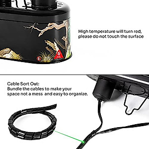 REPTI ZOO Nano Combo Print Tropical Desert Reptile Dual Deep Dome Lamp Fixture for Reptile Max 40 Watts Max Bulb Height 4 in Per Socket UVB Light Fixture Dual Lamp Cap Combo Integration Design