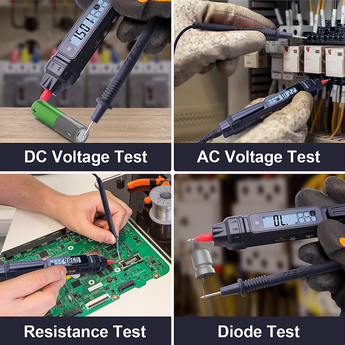Voltage Tester, LONVOX Non-Contact Voltage Tester with 12-1000V/48-1000V AC Dual Range, Flashlight, Audible and Visual Alarm, LED Display, Wire Breakpoint Tester, Electrical Tester for Home Renovation