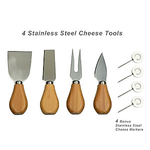 Picnic at Ascot Hardwood Cheese Board/Charcuterie Platter with Cheese Knives, Cheese Markers & Ceramic Dish - Designed & Quality Checked in the USA