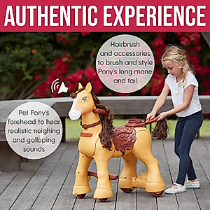 ECR4Kids My Wild Pony, Motorized Ride-On Horse for Kids, Walking Horse Toy with Wheels for Boys and Girls,12V Battery Powered Electric