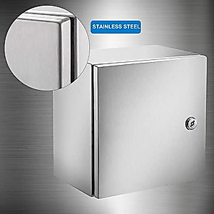 VEVOR Steel Electrical Box 12" x 12" x 8" Electrical Enclosure Box 304 Stainless Steel Electronic Equipment Enclosure Box IP65 Weatherproof Wall-Mounted Metal Electrical Enclosure with Mounting Plate