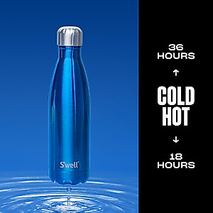 S'well Recycled Stainless Steel Water Bottle 17 Fl ounces Ocean Blue Triple-Layered Vacuum-Insulated Containers Keeps Drinks Cold for 36 Hours and Hot for 18 BPA-Free Perfect for On the Go