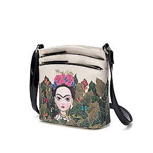 Frida Kahlo Cartoon Licensed Crossbody Bag (Black: Cartoon)