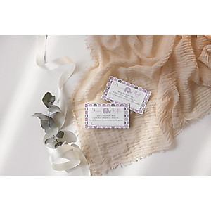 Purple Elephant Diaper Raffle Tickets, Girls Baby Shower Games for Prizes, Baby Shower Diaper Raffle Invitation Insert Cards, 25 Pack