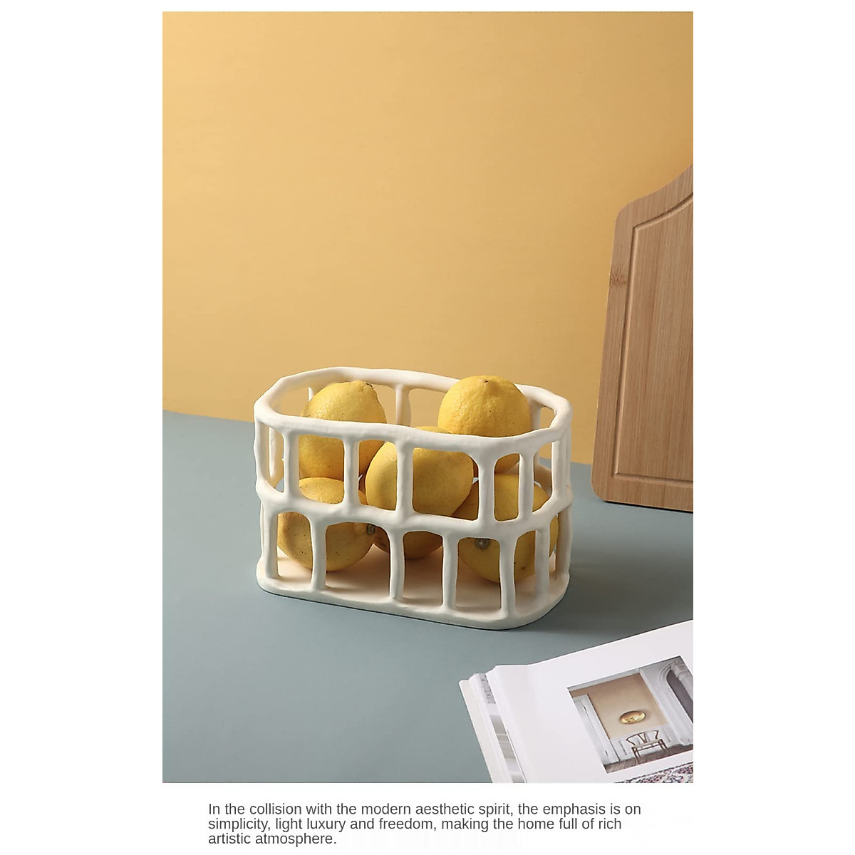 AVEEWA Nordic Resin Hollow Fruit Basket Living Room Coffee Table Creative Home Decoration Hotel and homestay Storage Decoration-C