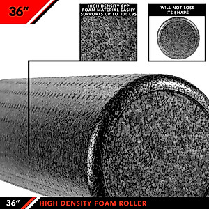 JFIT High Density Foam Roller, Black, 36-Inch