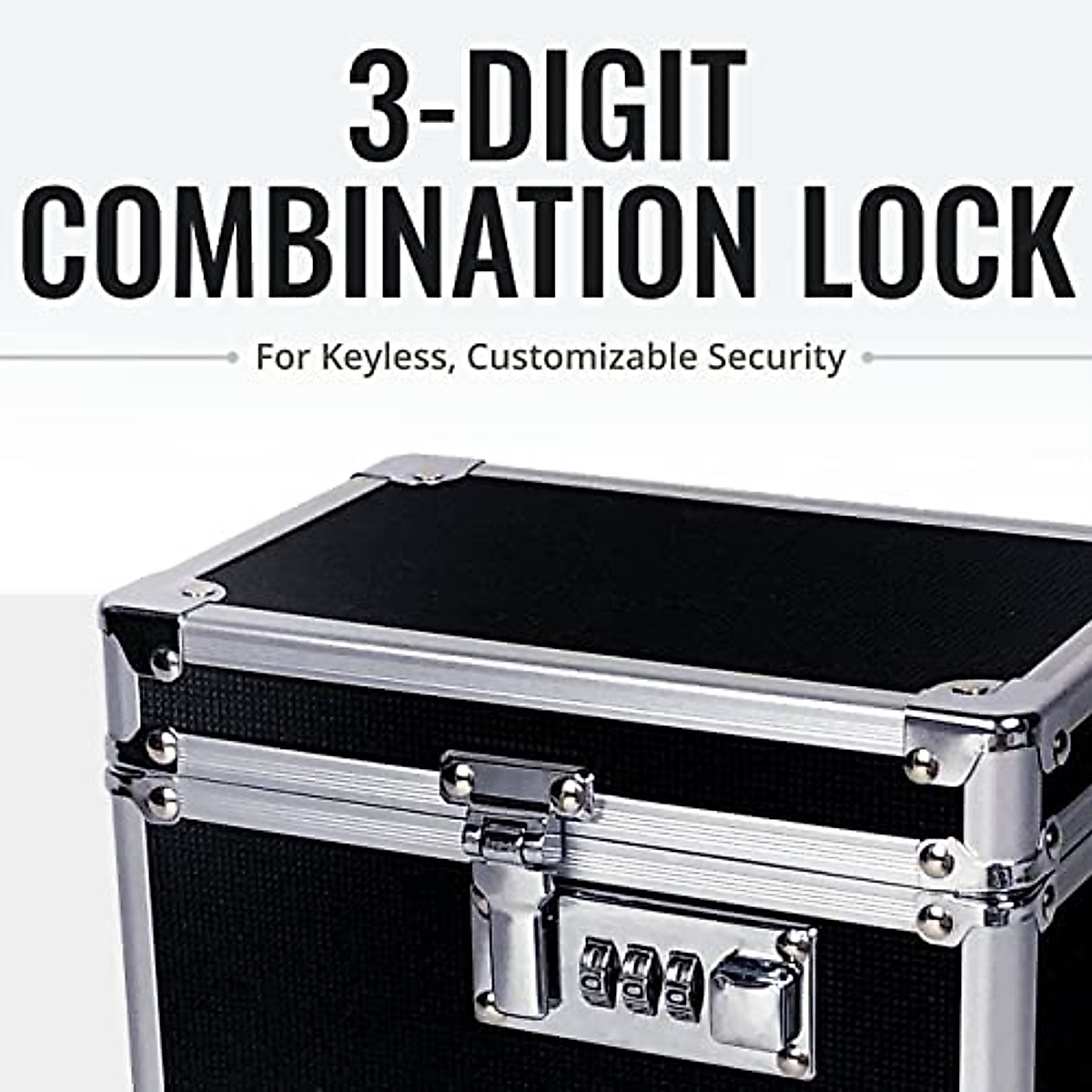 Vaultz Medicine Lock Box w/ Combination Lock - 5 x 7 x 5" Cabinet Safe, Black
