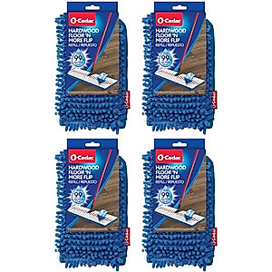O-Cedar Hardwood Floor 'N More Microfiber Flip (4-Pack) Mop Refill, 4 Count (Pack of 1)