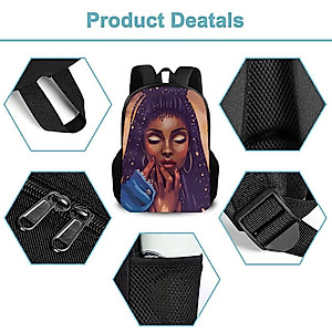 Big Capacity Rucksacks, African American Black Woman Girl Painting Anti-Theft Multipurpose Bookbag with Adjustable Shoulder Straps, School Shoulder Book Bags, Travel Hiking Daypack Laptop Backpack