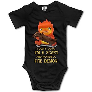 Fashion Boutique Clothing Moving Castle Calcifer Baby Jumpsuit Romper Climbing Clothes Black