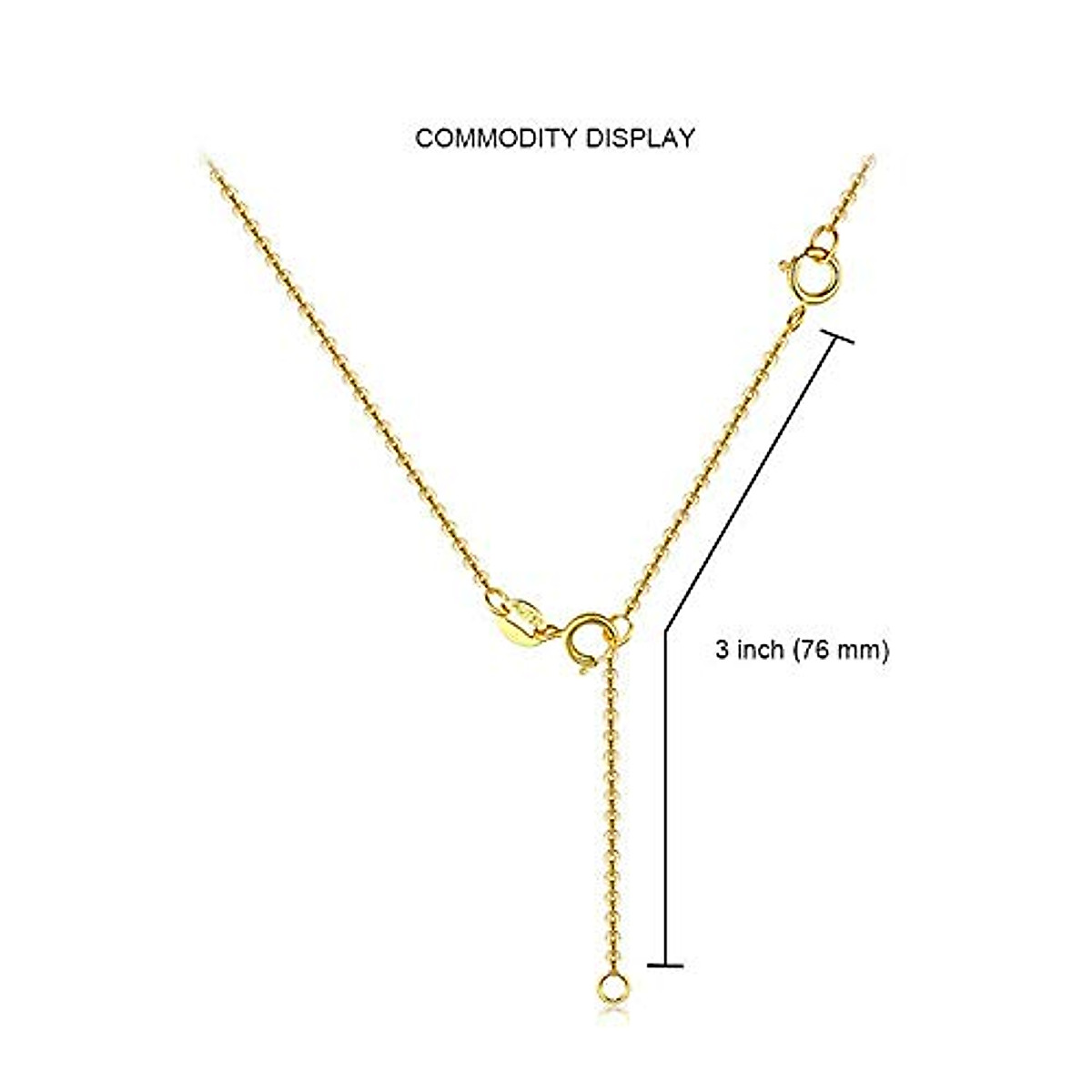 14K Yellow Gold 3 Inch Necklace Extender Safety Chain, Durable Removable Extenders With 3 Small Circle Ring Jewelry for Gold Necklace Bracelet, Adjustable Chain Set